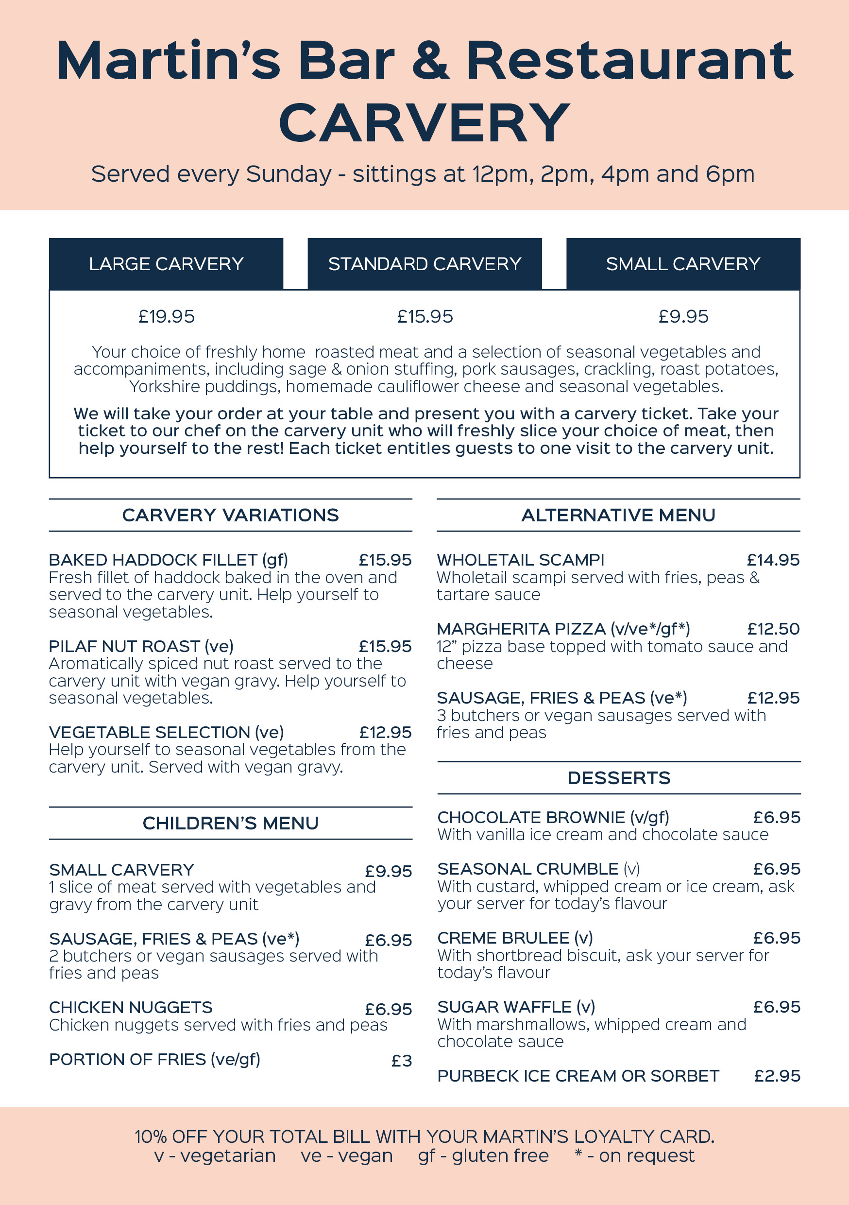 Sunday Carvery | Roast on the Coast - Martin's Bar and Restaurant