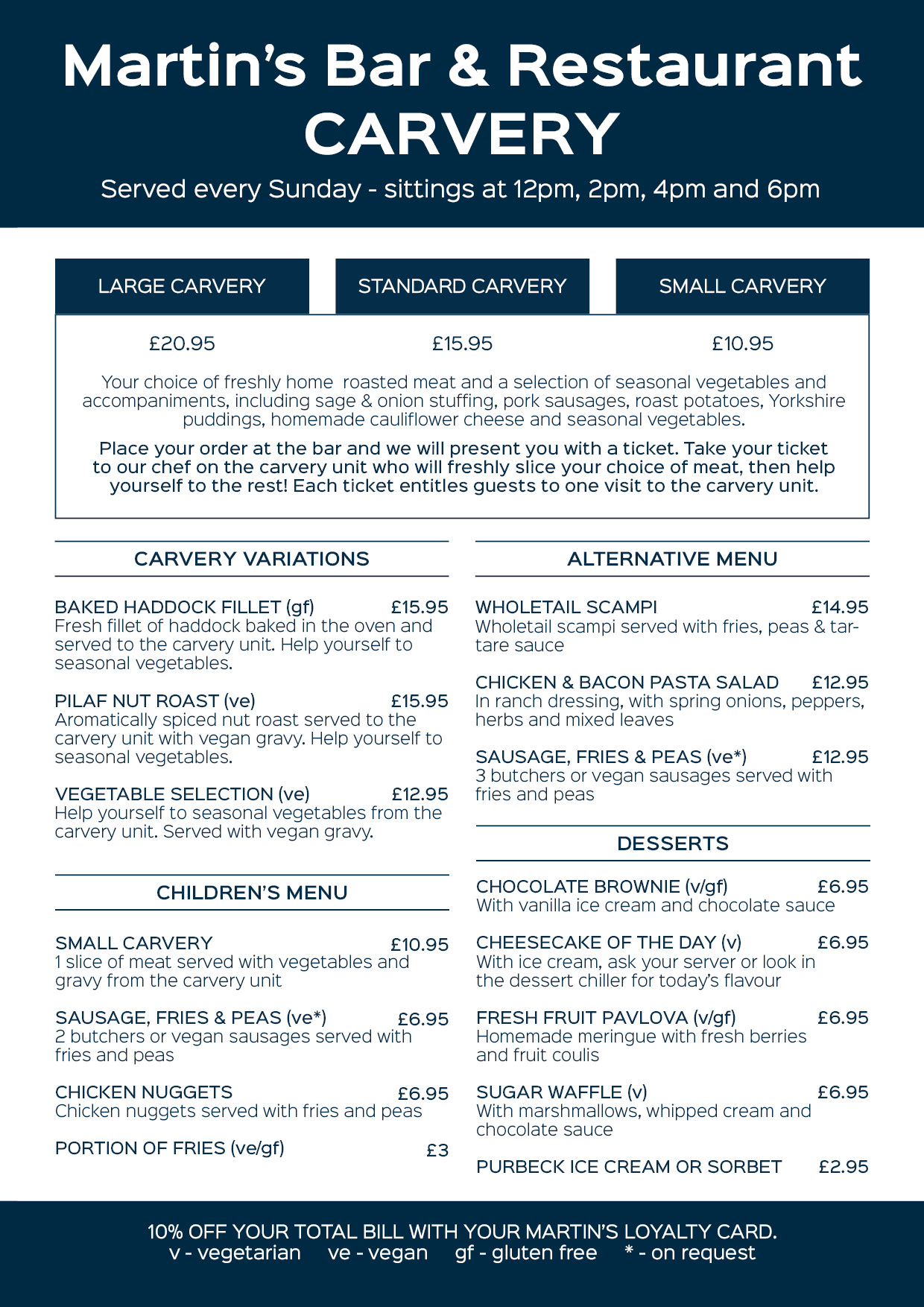 Sunday Carvery | Roast on the Coast - Martin's Bar and Restaurant